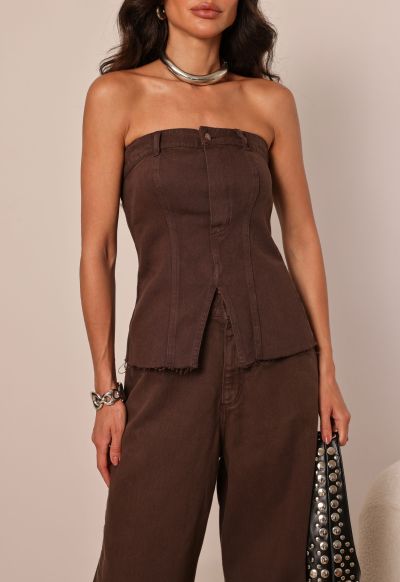 Top Recortes Frame Marrom